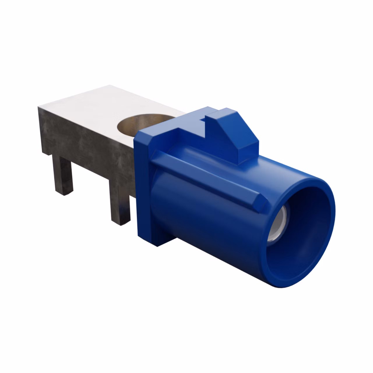 FAKRA Jack, Right-Angle, PCB Receptacle, Through Hole, Die Cast Body, Tin (Sn) Plated, Pin in Paste, Tape and Reel, Keying Code C, Blue, 50 Ohms for sale