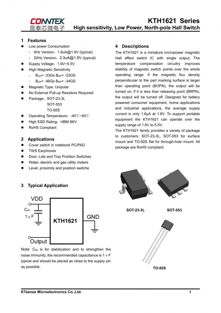 KTH1621 datasheet page 1