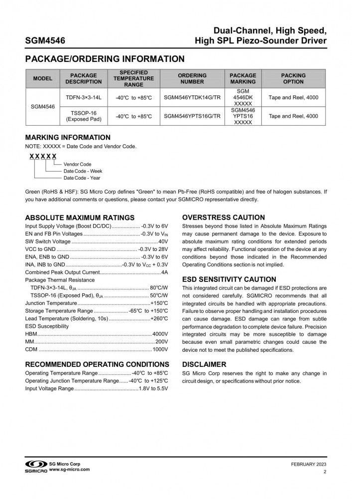 SGM4546 datasheet page 2