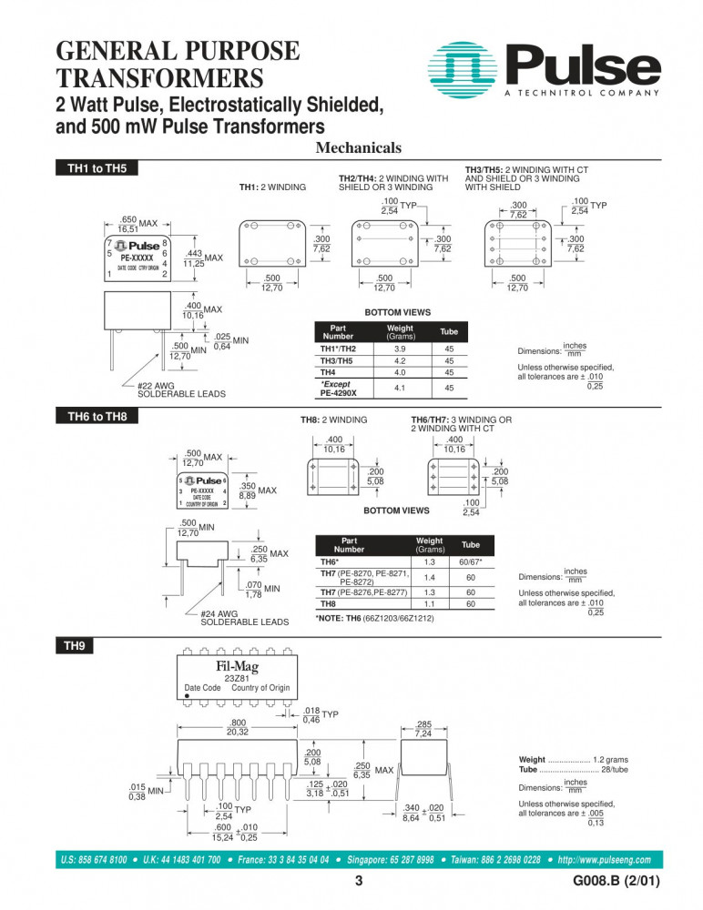 Pulse transformer datasheet page 3