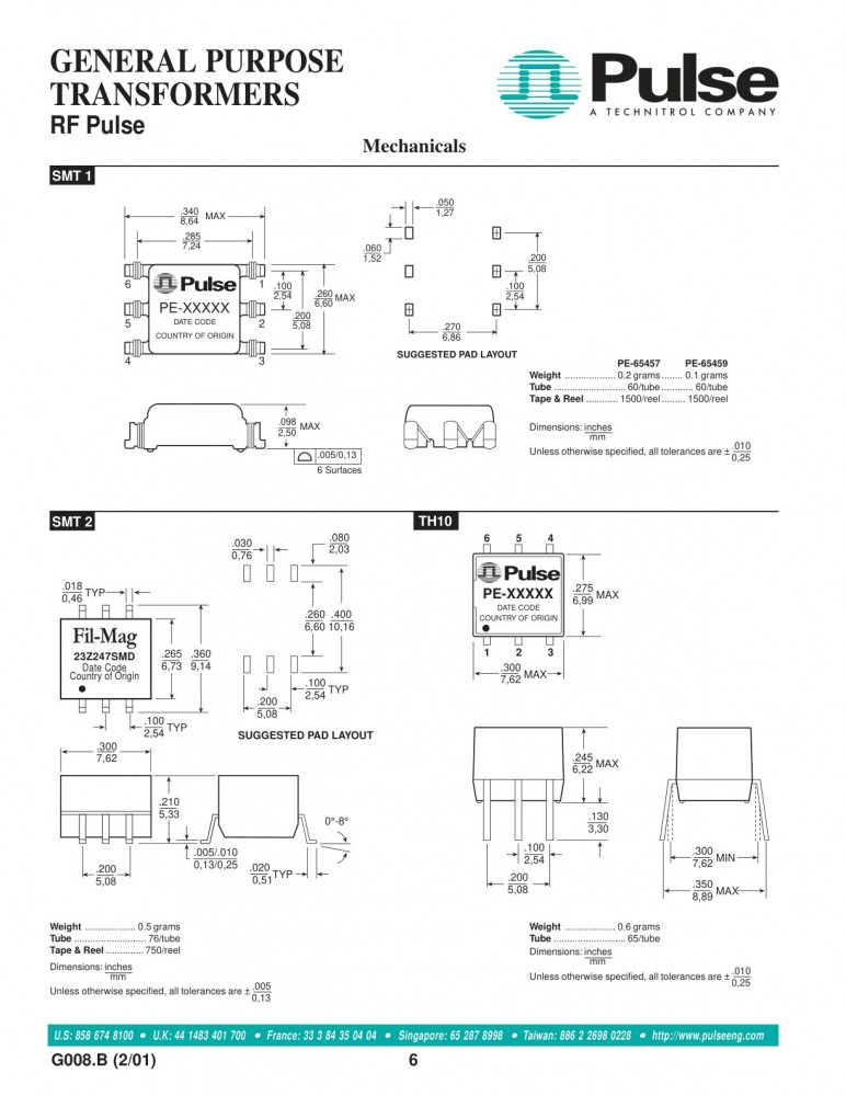Pulse transformer datasheet page 6