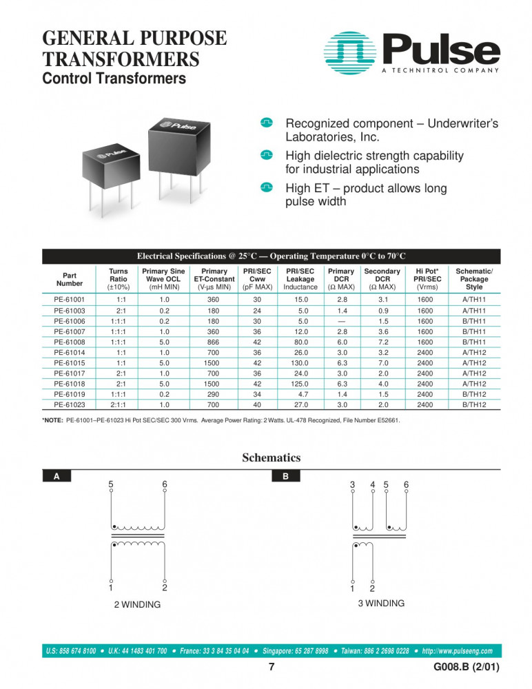 Pulse transformer datasheet page 7
