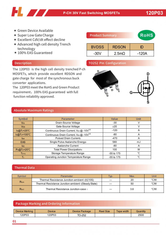 HL 120P03 datasheet page 1