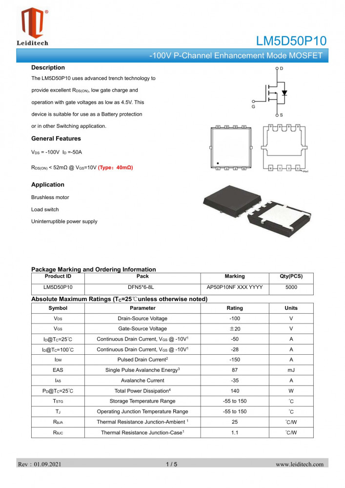 LM5D50P10 datasheet page 1