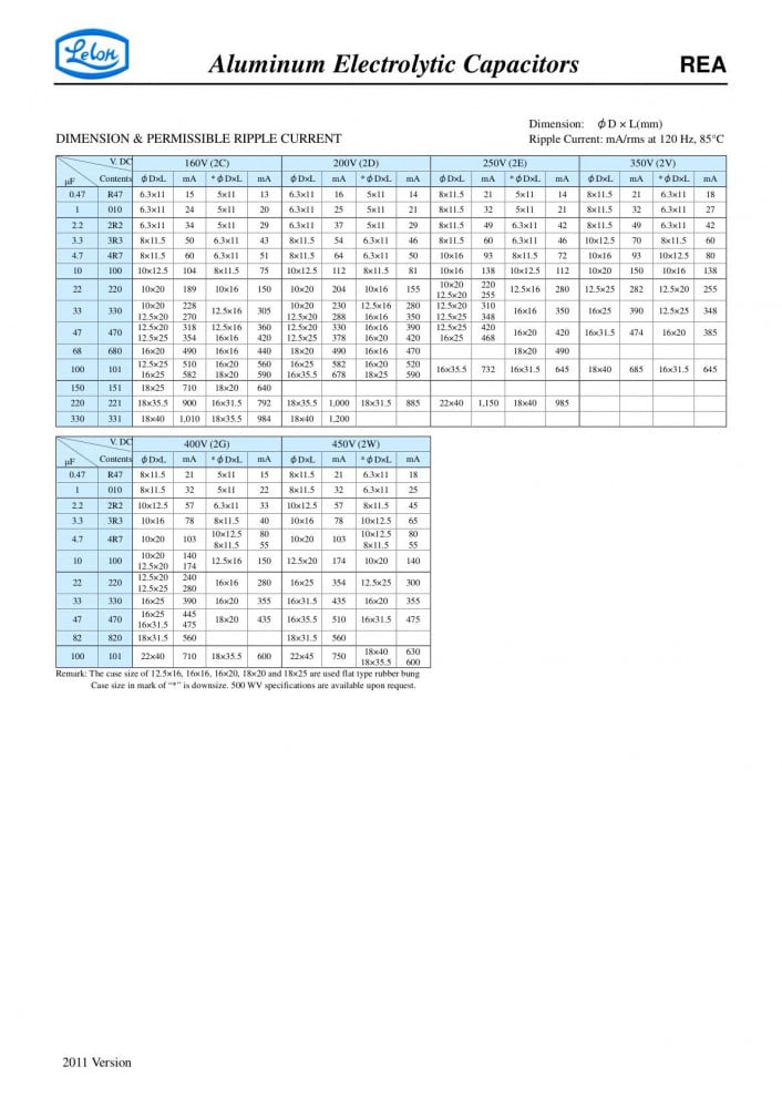 Lelon REA series datasheet page 3