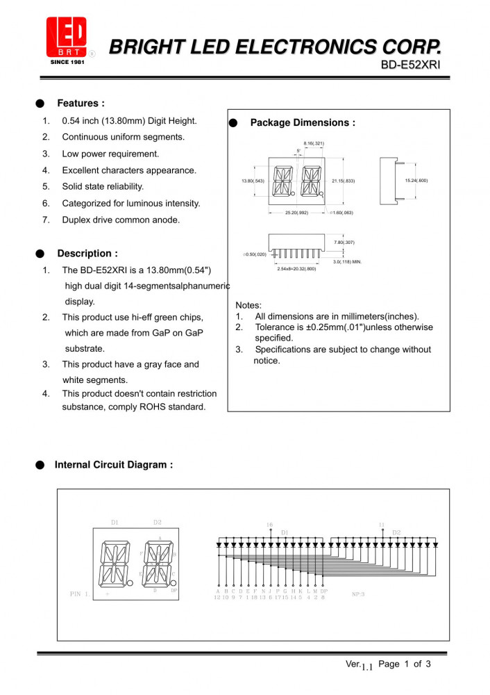 BD-E52XRI datasheet page 1