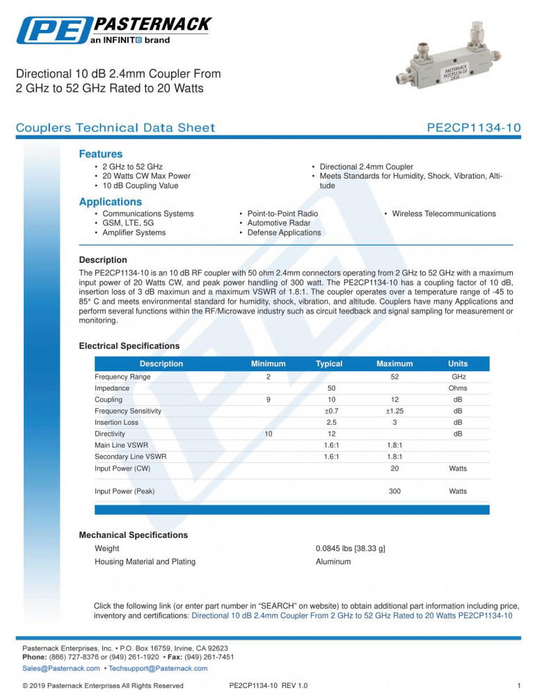 PE2CP1134-10 datasheet page 1