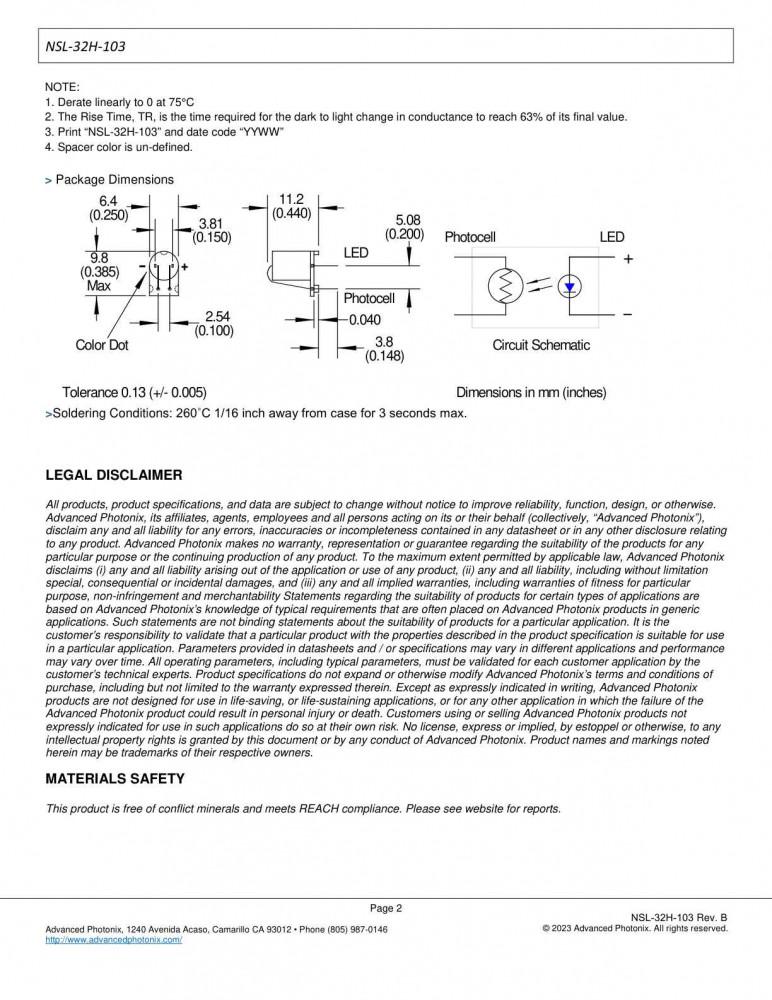 NSL-32H-103 datasheet page 2