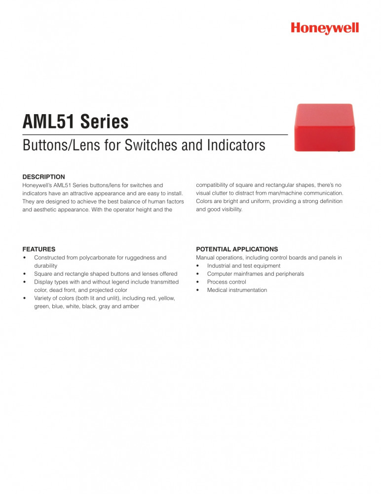 Honeywell AML51 Series datasheet page 1