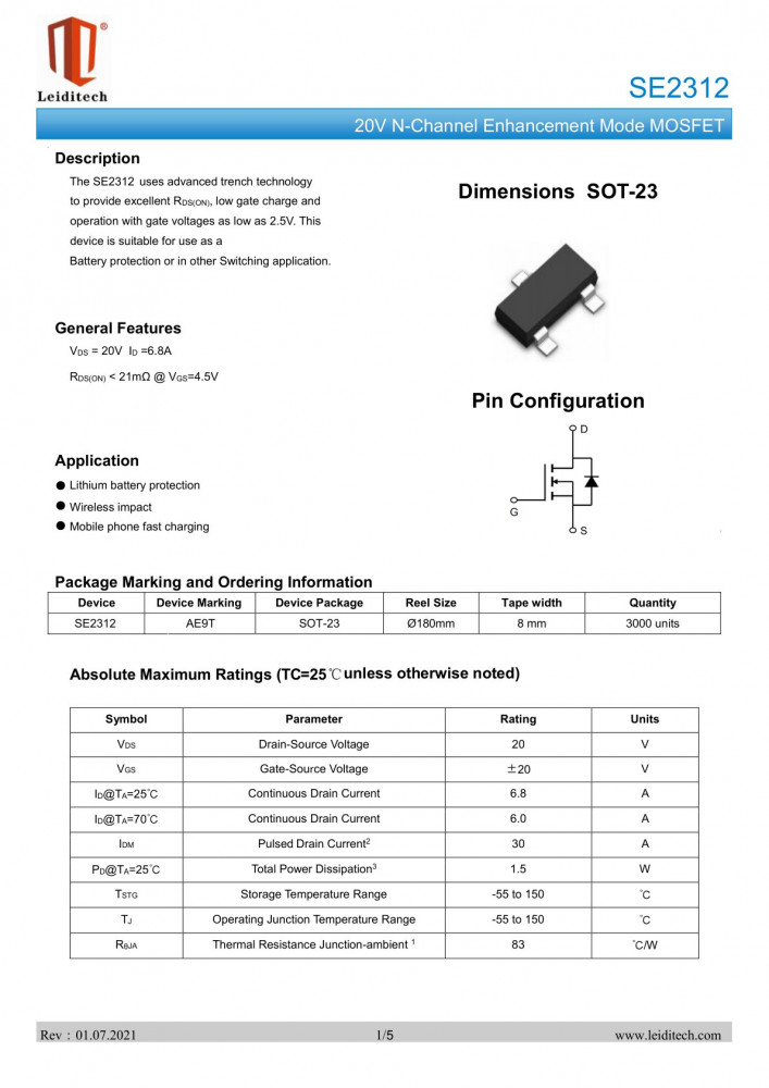 SE2312 datasheet page 1