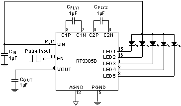 RT9385B - 5 Channels 125mA x1/x1.5/x2 Charge Pump White LED Driver for sale