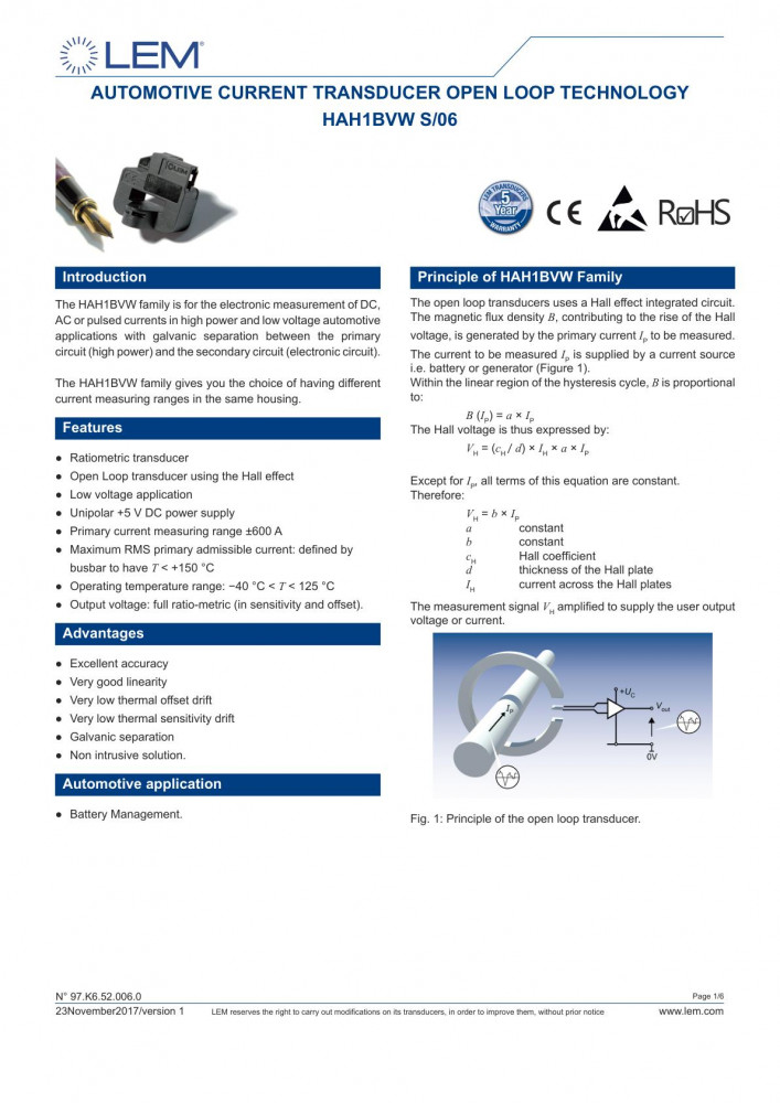 HAH1BVW S/06 datasheet page 1