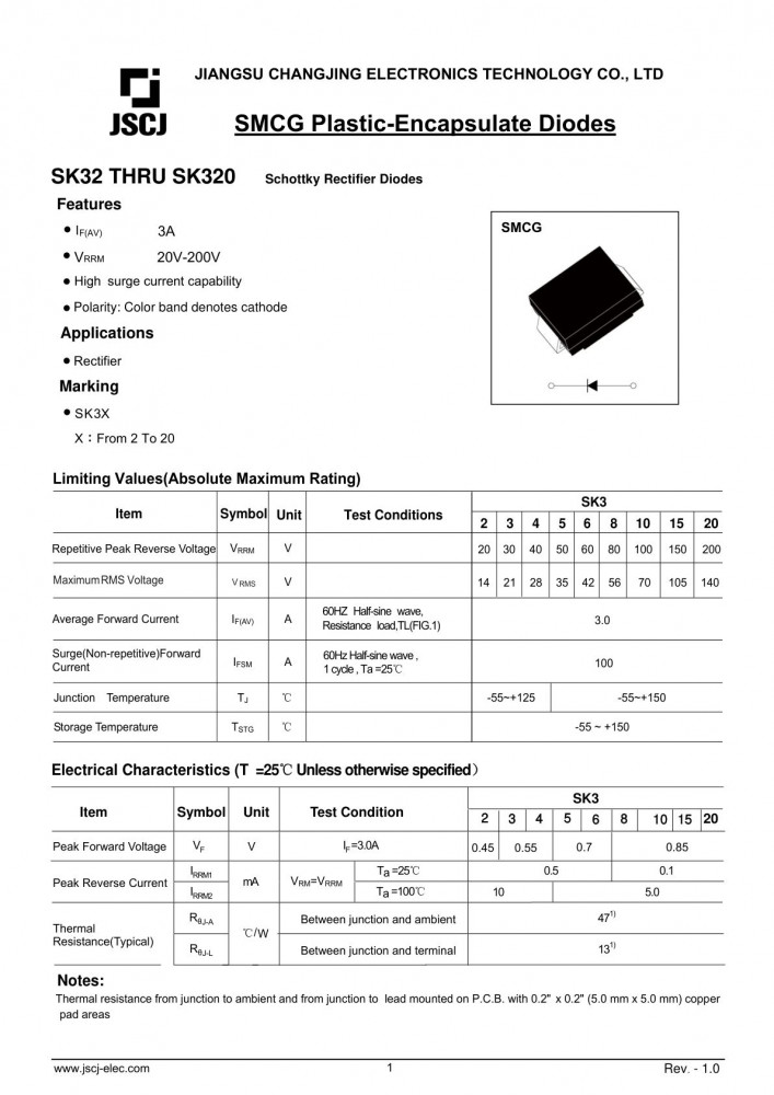 JSCJ SK36 datasheet page 1