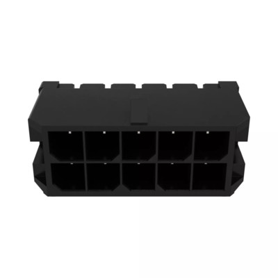 Micro-Fit 3.0 Right-Angle Header, 3.00mm Pitch, Dual Row, 10 Circuits, with PCB Press-fit Metal Retention Clip, 2.54µm Matte Tin Plating, Glow-Wire Capable, Black, Tape and Reel for sale