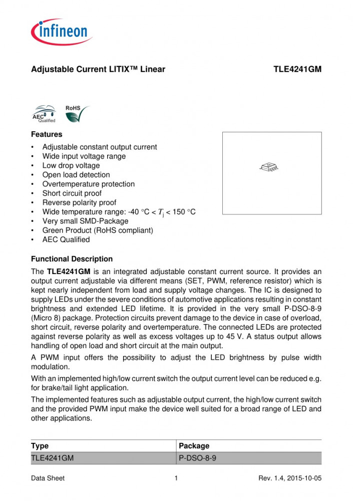 TLE4241GM datasheet page 1