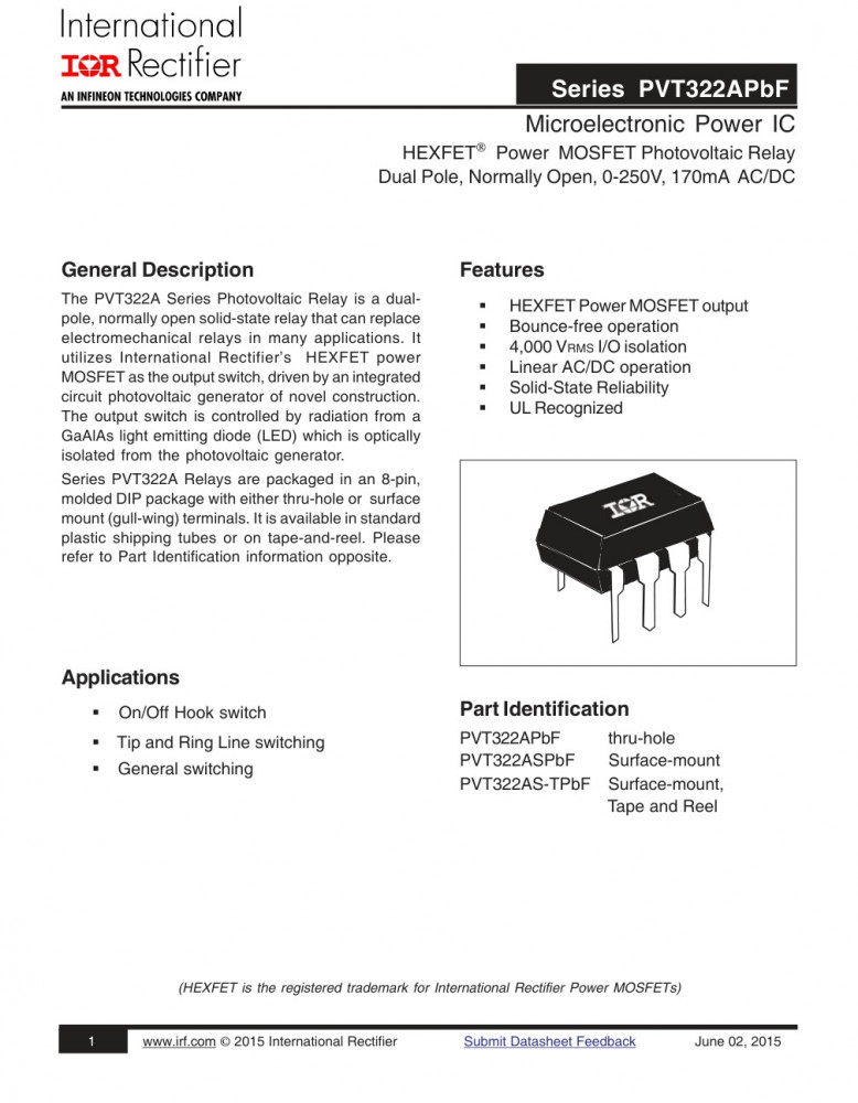 PVT322ASPBF datasheet page 1