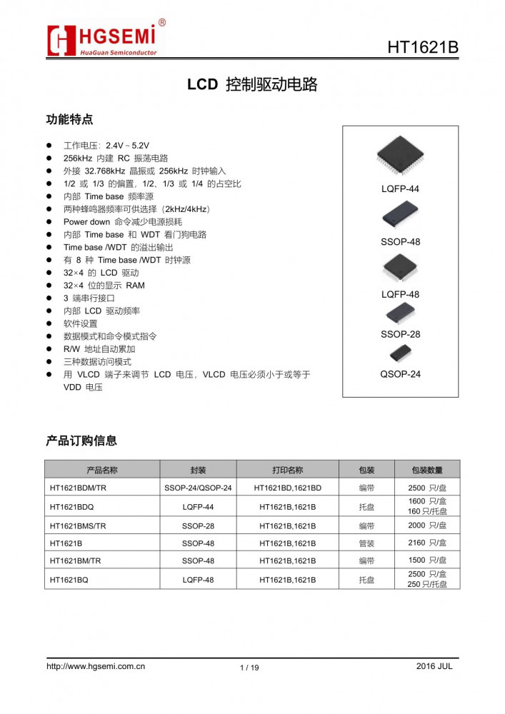 HT1621B datasheet page 1