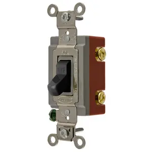Extra Heavy Duty Industrial Grade, Toggle Switches, General Purpose AC, Single Pole, 15A 120/277V AC, Back and Side Wired Toggle