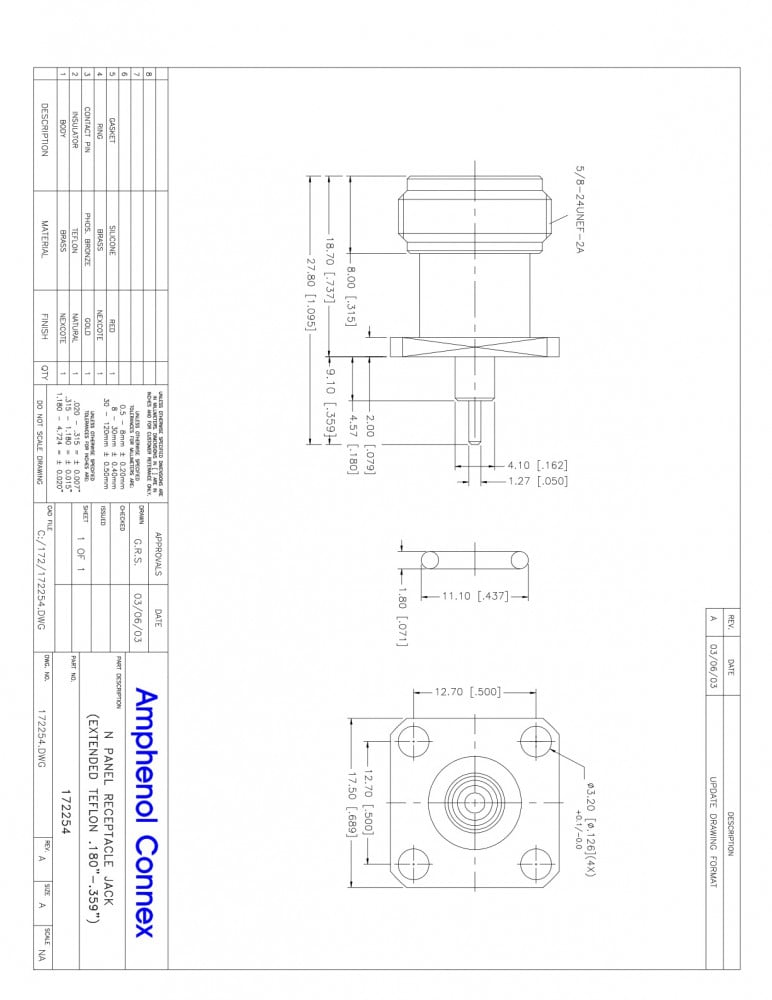 Amphenol 172254 technical drawing page