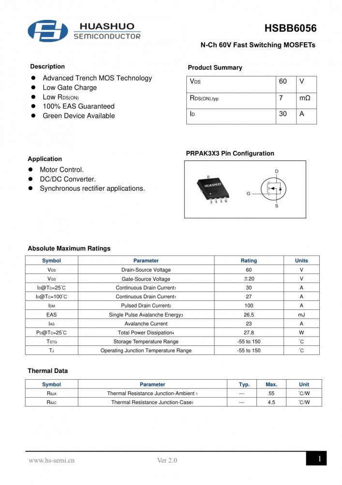 HSBB6056 datasheet page 1