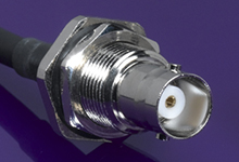 DIN 1.0/2.3 Jack, Straight, PCB Receptacle, Through Hole, Brass Body, Gold (Au) Plated, 11.75mm Height, 75 Ohms