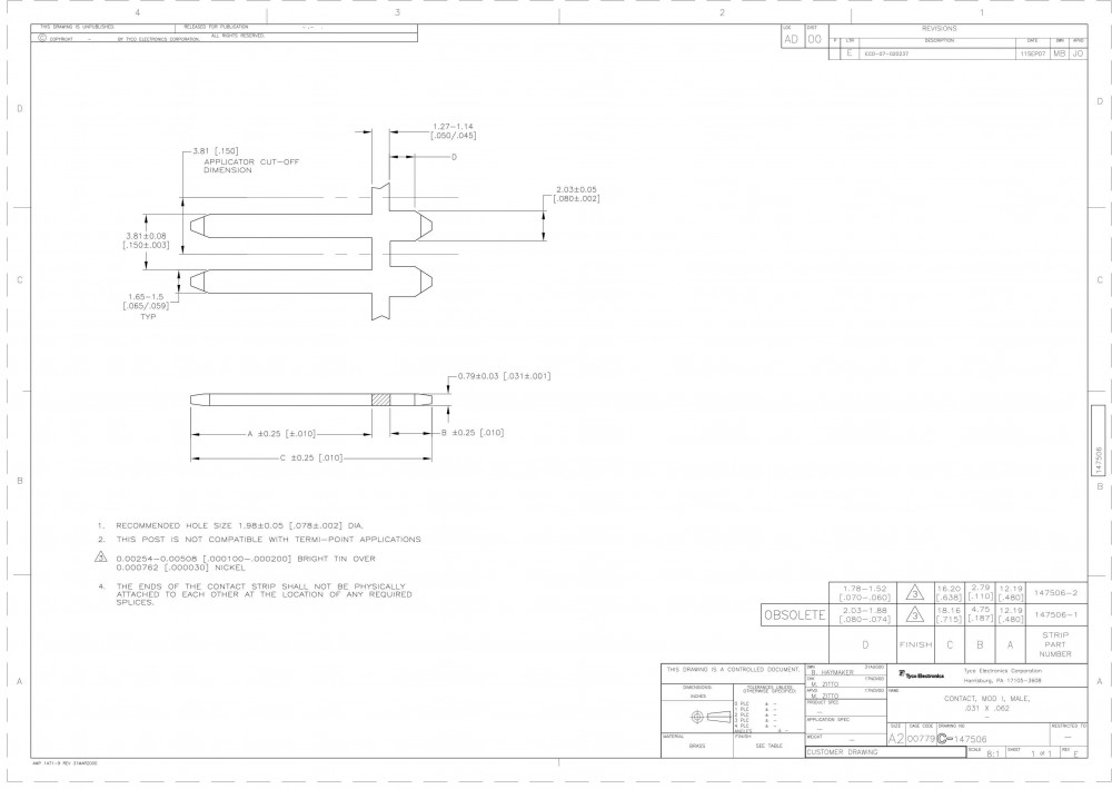 TE Connectivity 147506-2 controlled drawing preview