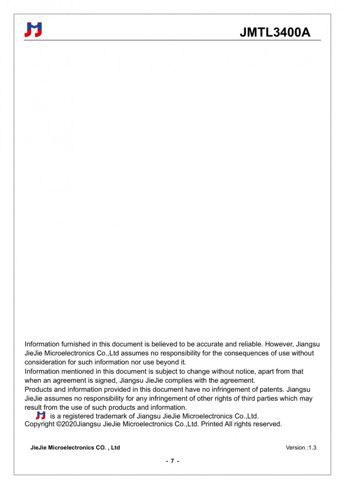 JMTL3400A datasheet page 7