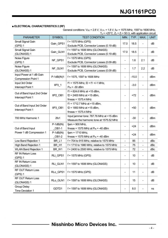 NJG1161PCD datasheet page 4