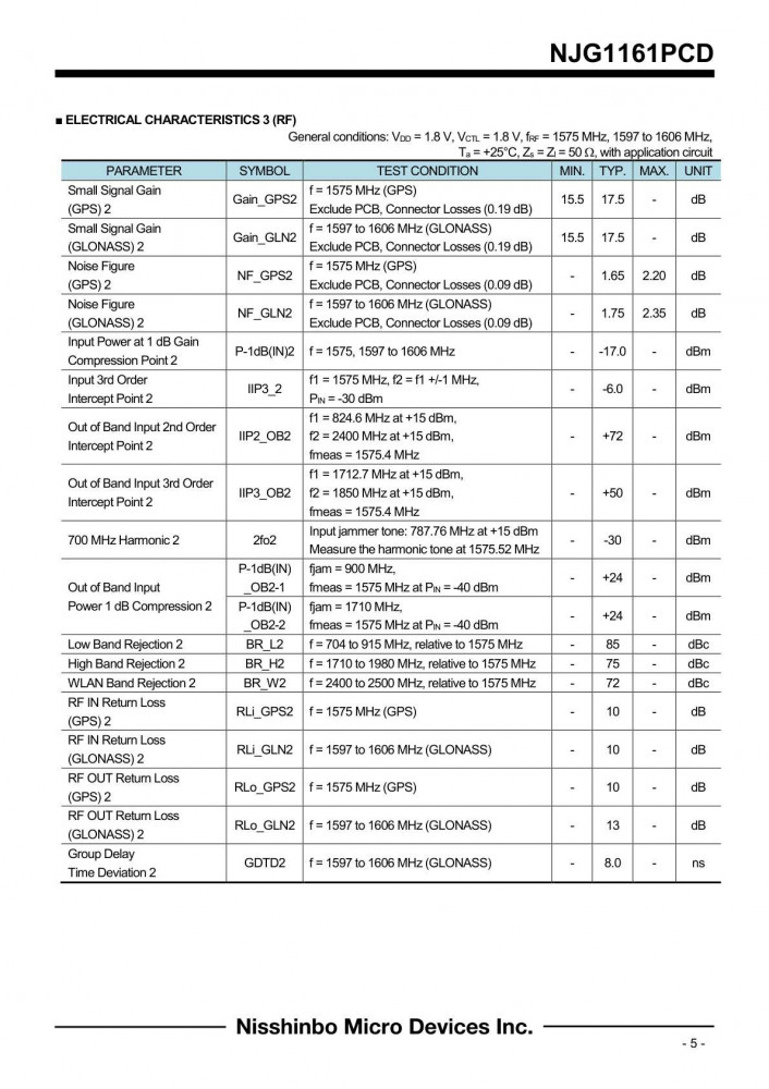 NJG1161PCD datasheet page 5