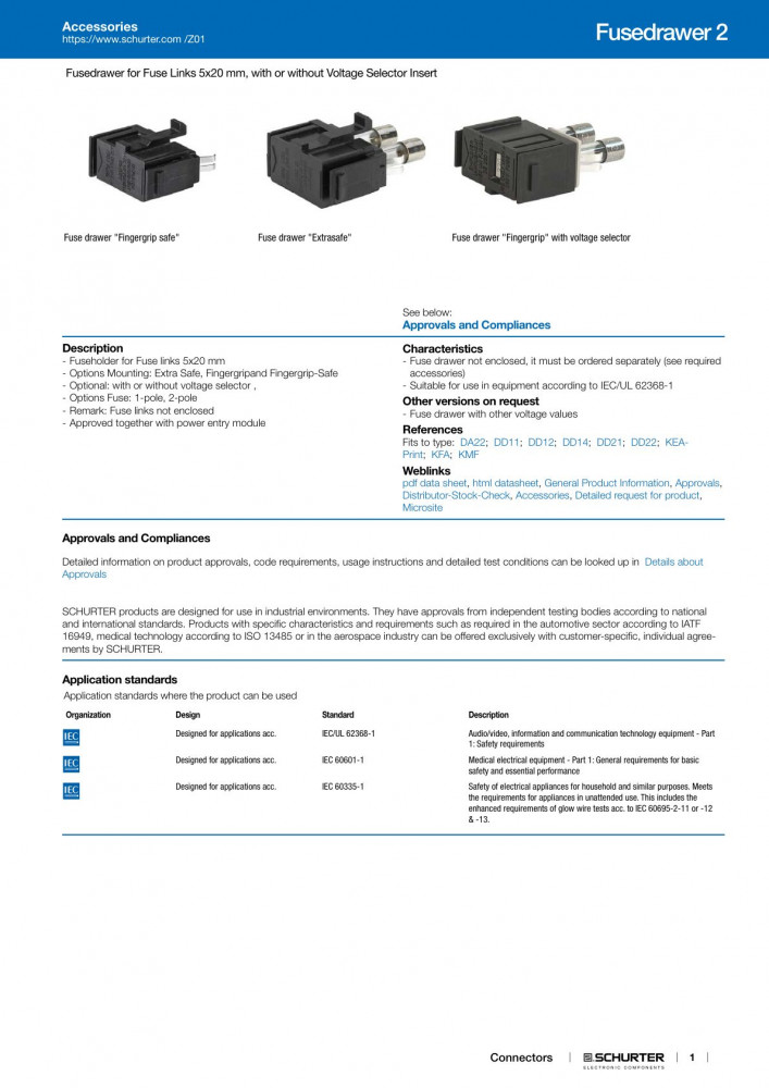SCHURTER 4301 series datasheet page 1