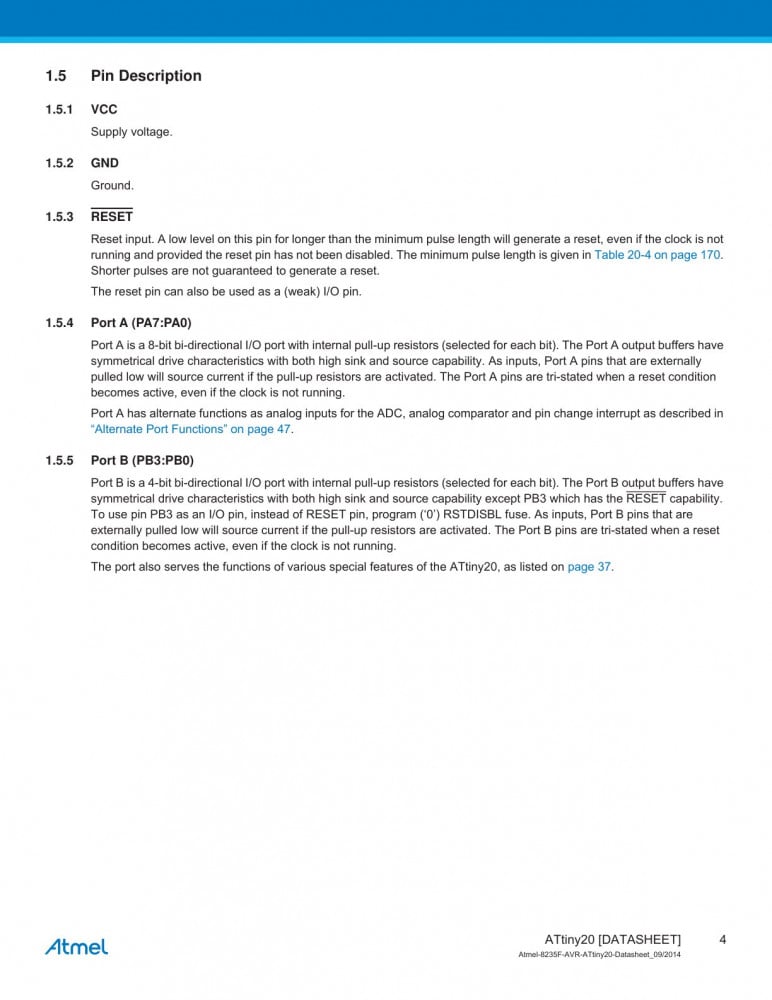 ATTINY20 document page 4
