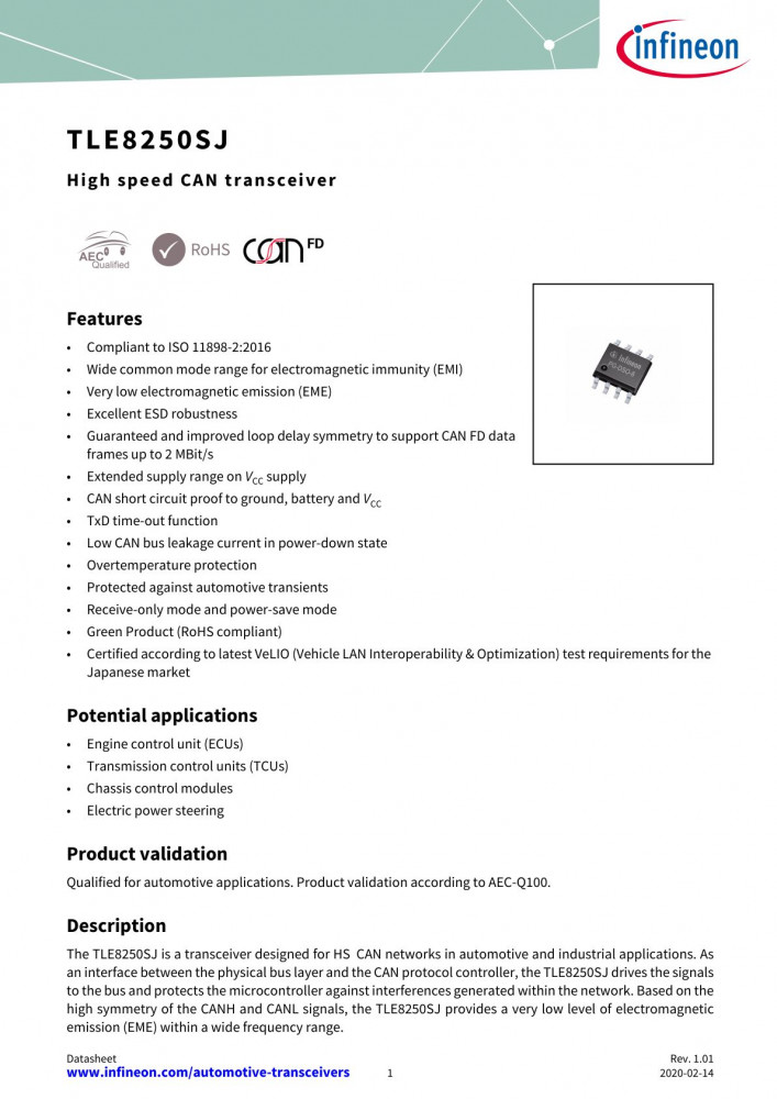 TLE8250SJ datasheet page 1