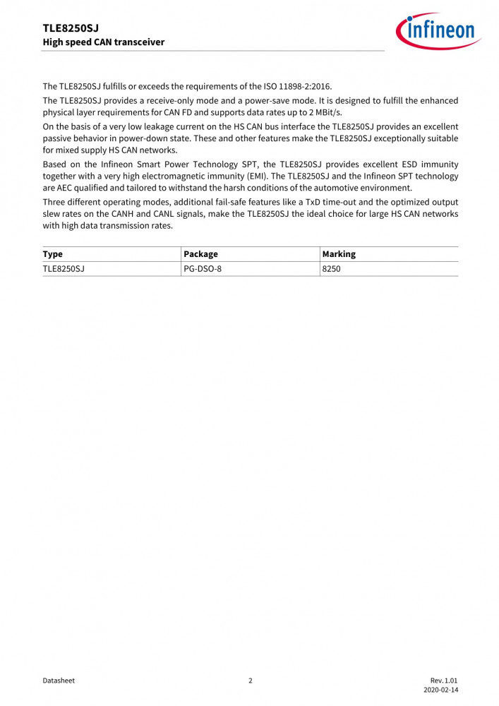 TLE8250SJ datasheet page 2
