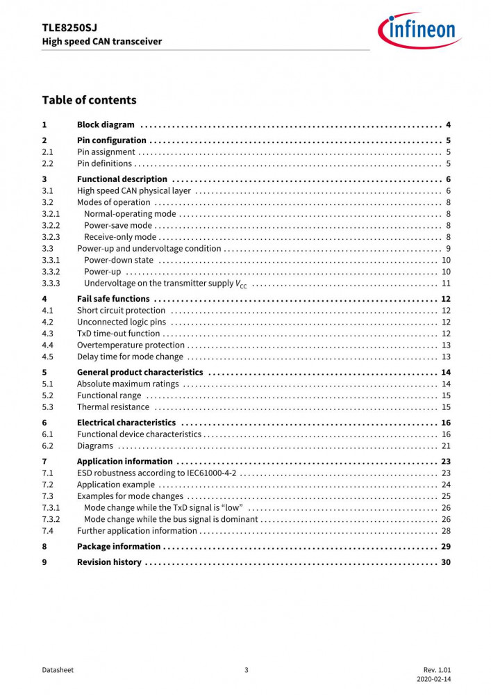 TLE8250SJ datasheet page 3
