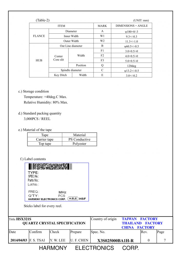 HELE X3S025000BA1H-R specification page 7