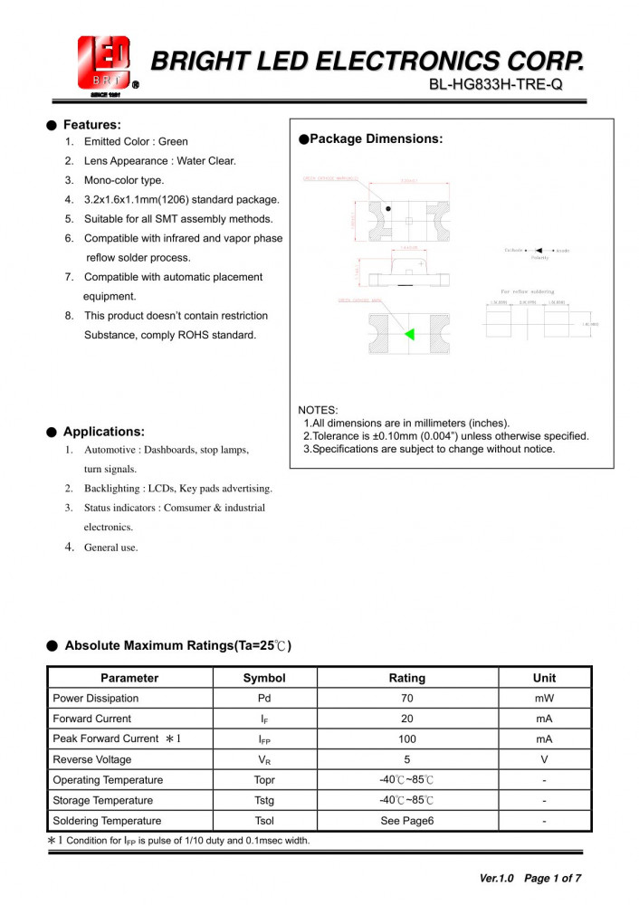 BL-HG833H-TRE-Q datasheet page 1