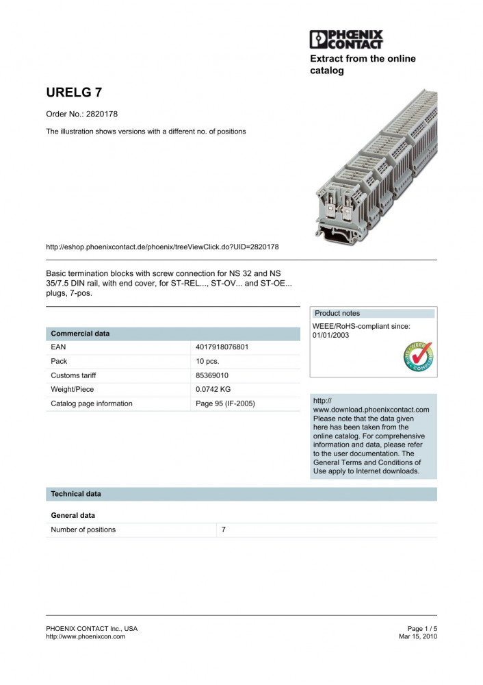 Phoenix Contact 2820178 technical document page 1