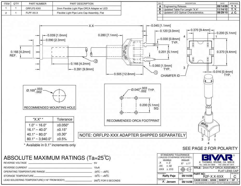 BIVAR R2F-12.0-RED technical drawing page 1