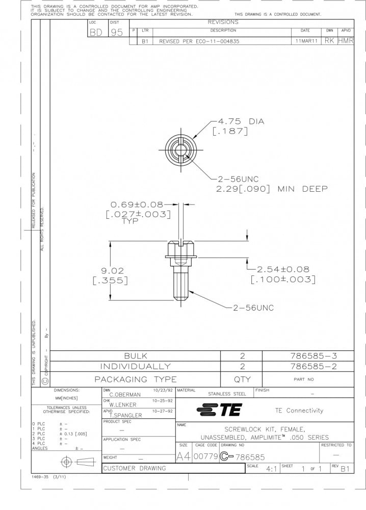 TE Connectivity 786585-2 technical drawing preview