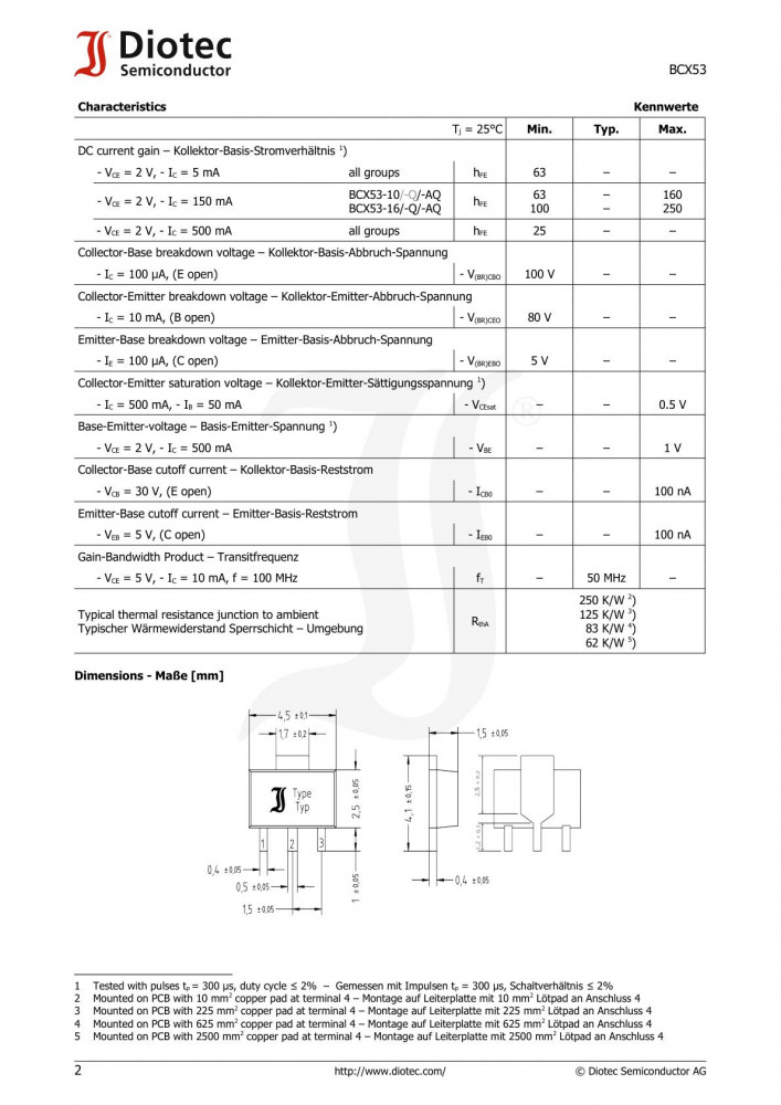 BCX53 datasheet page 2