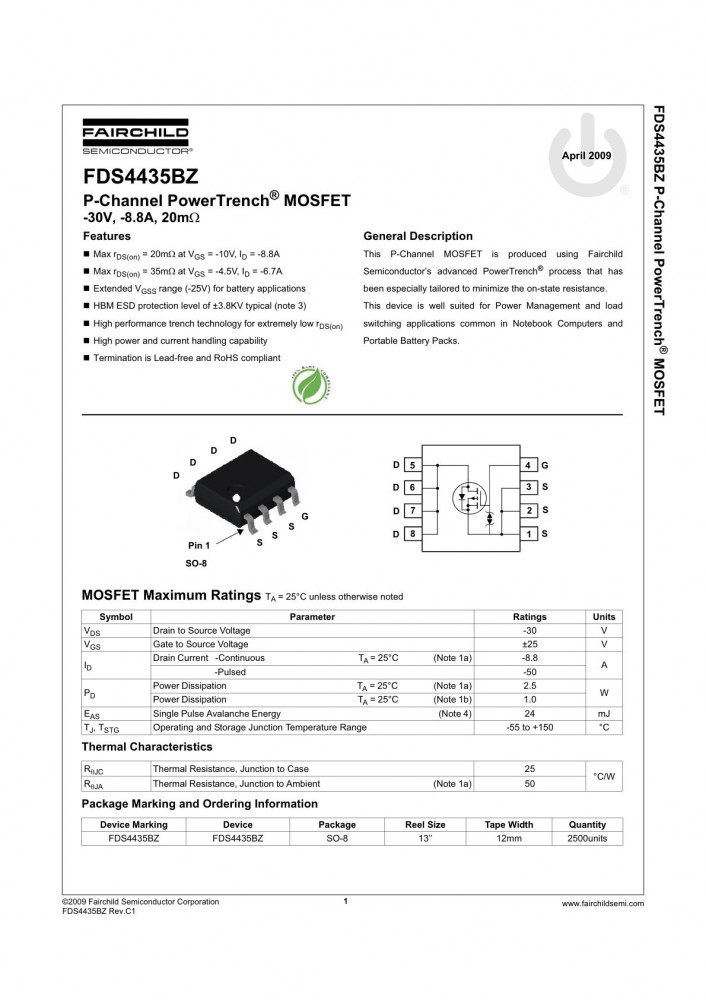 FDS4435BZ datasheet page 2