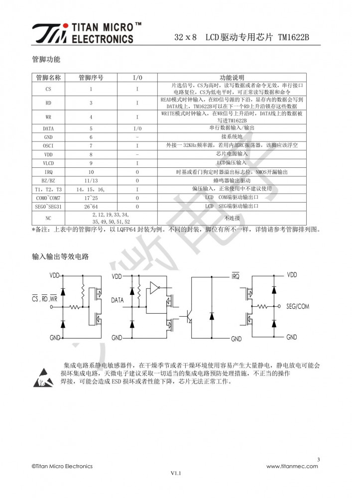 TM1622B datasheet page 3