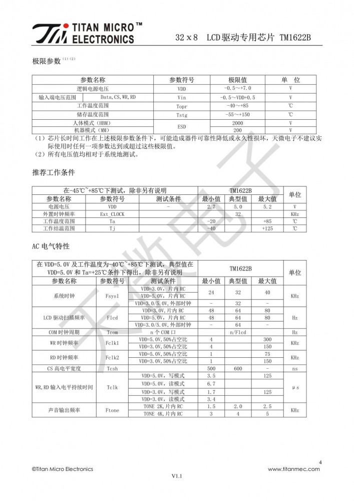 TM1622B datasheet page 4