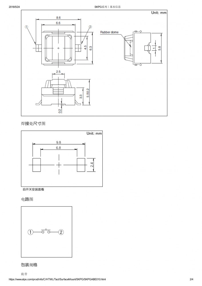 SKPGABE010 solder land dimensions