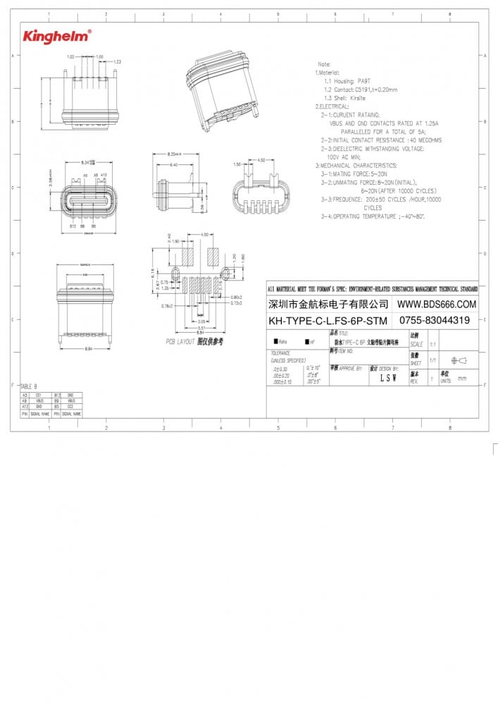 KH-TYPE-C-L.FS-6P-STM technical document preview