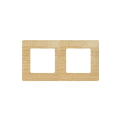 Niloé - Plate 2 gang light wood - Thermoplastic glossy finish - Horizontal/vertical flush-mounted cover frame - IK04 impact resistance for sale