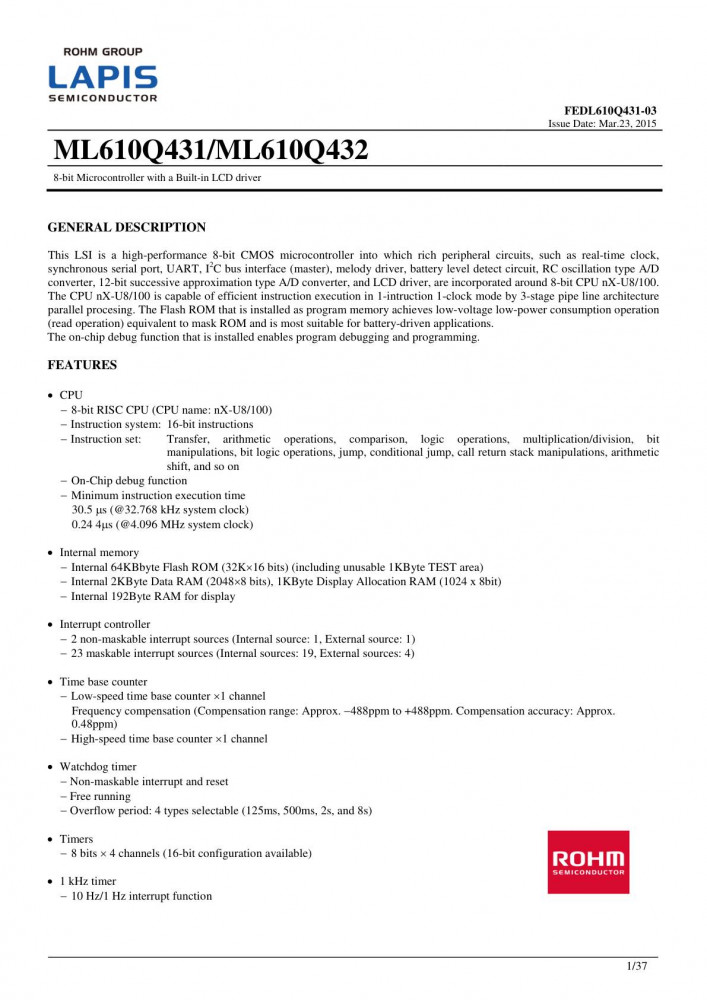ML610Q432A technical document page 2