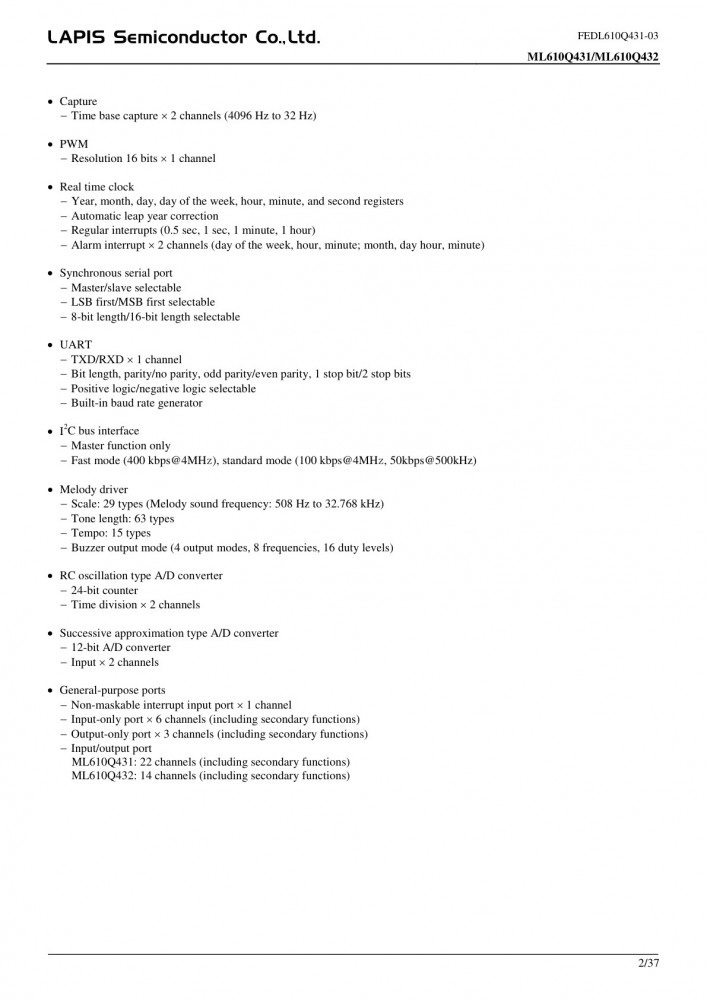 ML610Q432A technical document page 3