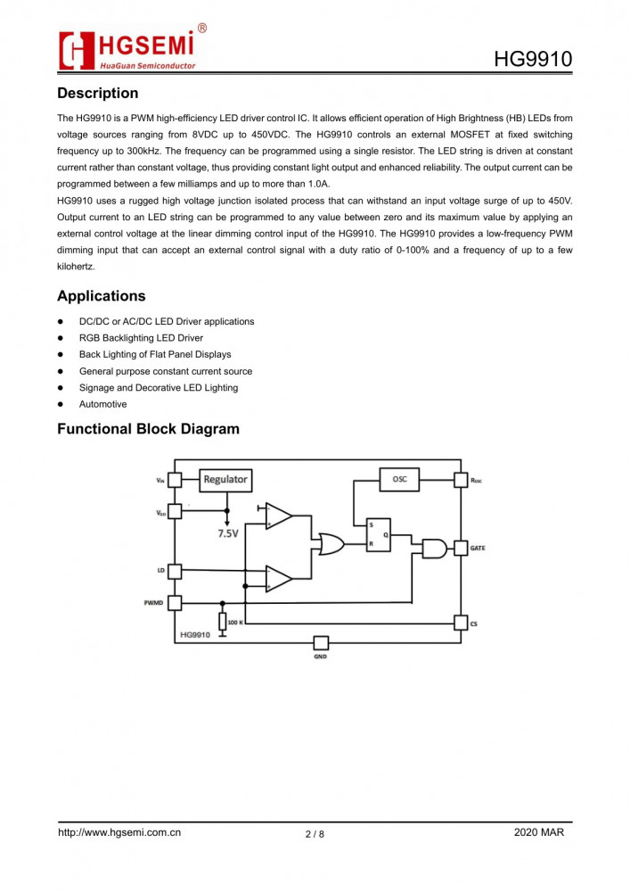HG9910M/TR datasheet page 2