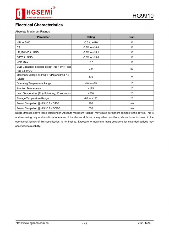 HG9910M/TR datasheet page 4